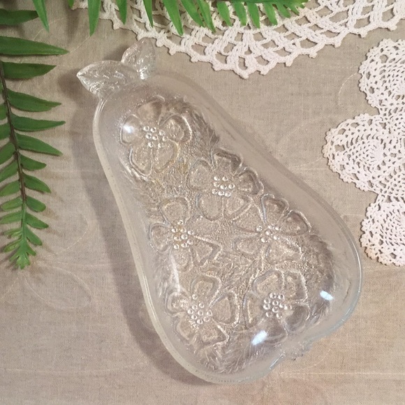 Vintage | Dining | Vintage Pear Shaped Glass Dish With Floral Pattern ...